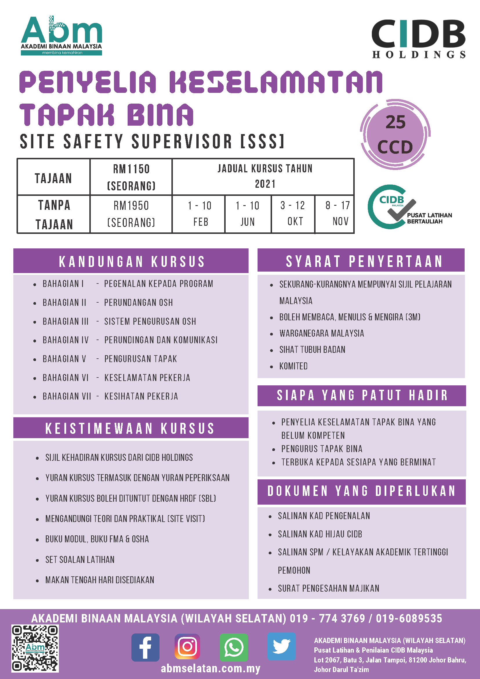 PUSAT LATIHAN BERTAULIAH CIDB – ABM Selatan